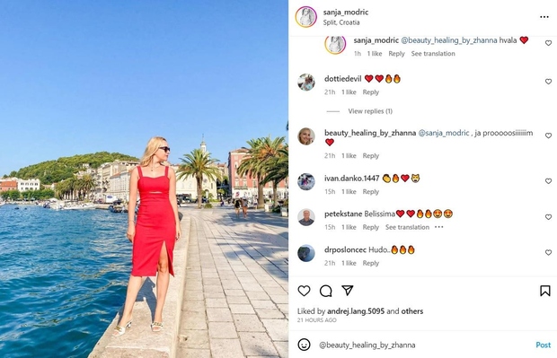 (Slika 2/2) - Sanja Modrić v tej rdeči poletni obleki naravnost ...